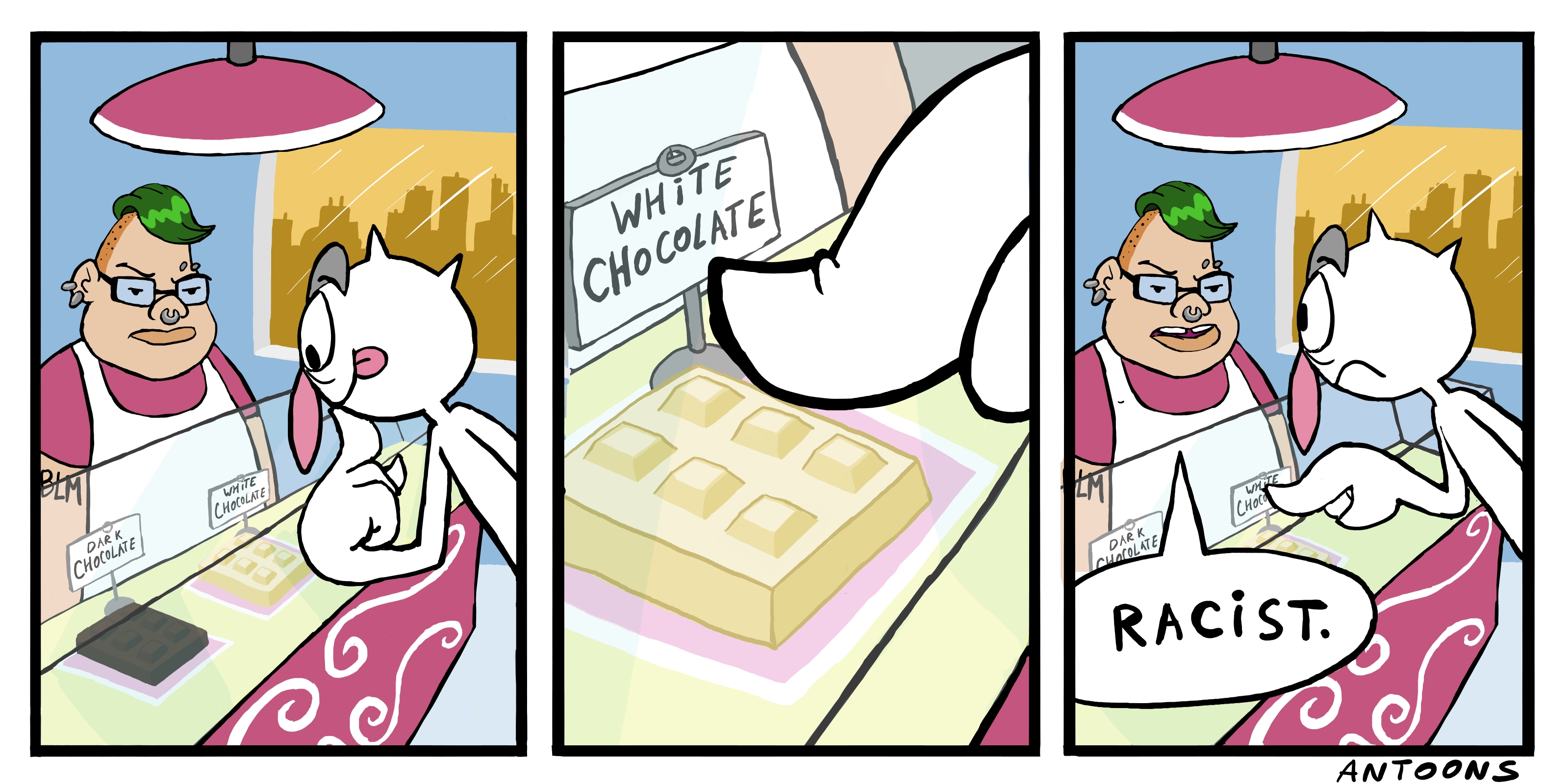 Mr.Freaks buys chocolate | Antoonscape